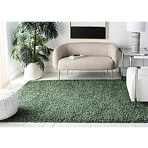 SAFAVIEH August Shag Collection 5'3" x 7'6" Green AUG200Y Solid Non-Shedding Living Room Bedroom Dining Room Entryway Plush 1.5-inch Thick Area Rug