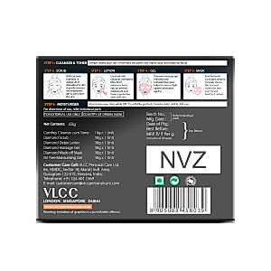 VLCC Party Diamond Facial Kit - Single Use | Salon Like Facial at Home in Just 6-Steps | Includes Cleanser, Scrub, Cream, Face Pack & Moisturizing Gels | 2.12 Oz/60g