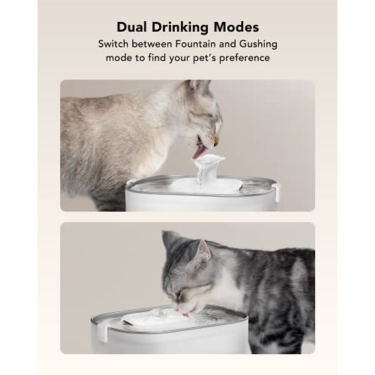 PETLIBRO Cat Water Fountain Stainless Steel with Wireless Pump, 2.5L/84oz Dockstream Automatic Pet Water Fountain for Cats Inside, Easy to Clean, BPA-Free Dog Water Dispenser with Two Flow Modes,White