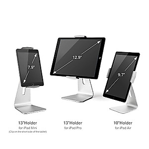 Viozon iPad Pro Stand, Tablet Stands 360° Rotatable Aluminum Alloy Desktop Mount Stand Compatible with 7-13inch iPad Pro iPadAir iPad Mini Surface and Surface Pro (Silver General)