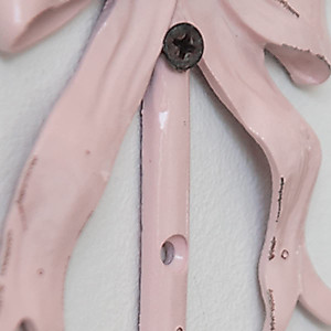 BOOMLATU Shabby Chic Large Wall Mounted Bow Coat Hook,Decorative Pink Wall Hook for Scarf, Bag, Towel, Hat etc for Living Room Kitchen Bathroom Office Pack of 3