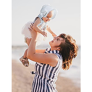 2 Pieces Baby Girls Bonnet Christening Lace Hat Caps Breathable Adjustable Baby Girl Sun Hat Pink and White Toddlers Beanie for 3-18 Months Kids