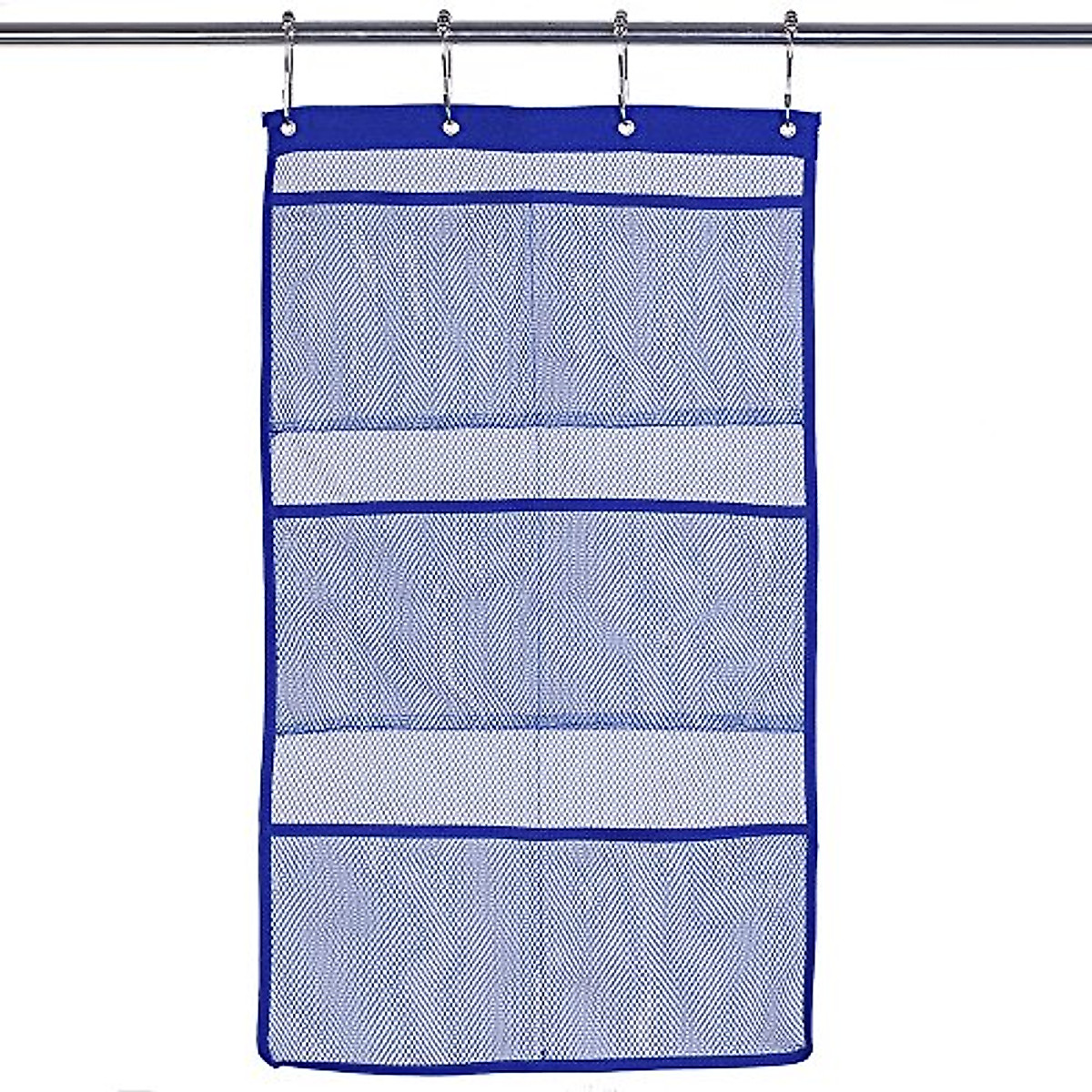 ALYER 6 Storage Pockets Hanging Mesh Shower Caddy,Space Saving Bathroom Accessories and Quick Dry Bath Organizer,Blue