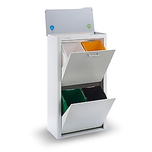 DON HIERRO - CUBEK - Recycling trash can, cabinet trash can, waste bin, 4 individual tilt-out compartments. - White