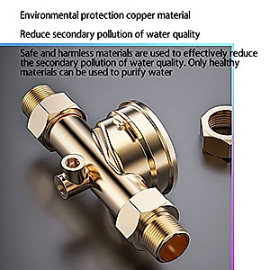 Reusable Spin Down Sediment Water Filter,Copper Pre - Filter with Meter Whole House Front Water Purifier Household - Backwash, Tap Water Stainless Steel Mesh 40 Micron Fine Filter