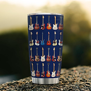 wowcugi Guitar Gifts Electric Guitar Tumbler Guitarist Gifts Stainless Steel Insulated 20oz Coffee Cups For Men Women Musician Lovers Players Christmas Birthday Accessories Gift