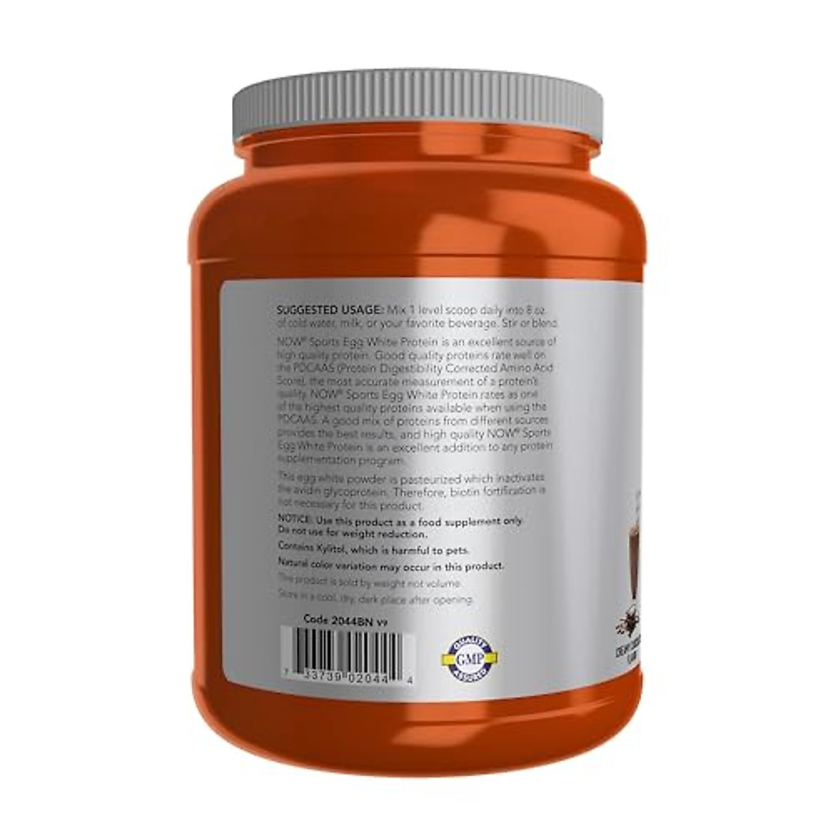 NOW Foods Sports Nutrition, Egg White Protein, 20 g With BCAAs, Creamy Chocolate Powder, 1.5-Pound