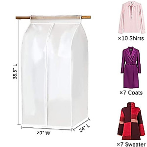 Garment Cover for Hanging Clothes Large PEVA Translucent Clothing Dustproof Cover Bags for Closet Storage Clothes Storage Organizer for Travel