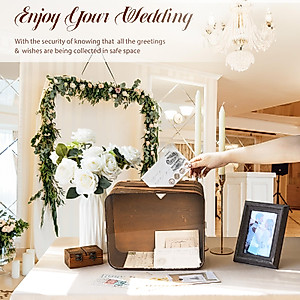 GUDELAK Wooden Wedding Card Box with Acrylic Window, Money Gift Card Box for Wedding Decorations for Reception, Wood Honeymoon Fund box for Party Birthday Bridal Shower Decorations Wedding Gifts