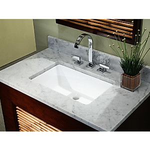 KINGSMAN 20.9 Inch Durable Rectrangle Undermount Vitreous Ceramic Lavatory Vanity Bathroom Sink - Pure White (20.9 Inch)