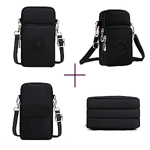 LassZone Women Crossbody Phone Bag Zipper Waterproof Nylon Wallet Cellphone Purse Ladies Shoulder Bag Wristlet Handbag