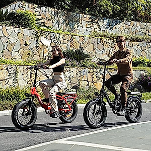 GESHENG 90Miles Long Range【Samsung 30AH】 Electric Bike, 750W&28MPH Folding Ebike for Adults, 20 x 4.0” Step-Thru & Fat Tire E Bike with Shimano 7-Speed, 2seats Commuter Electric Bike