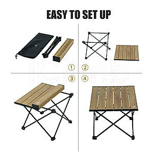 iClimb Ultralight Compact Camping Folding Table with Carry Bag (Nature- S)
