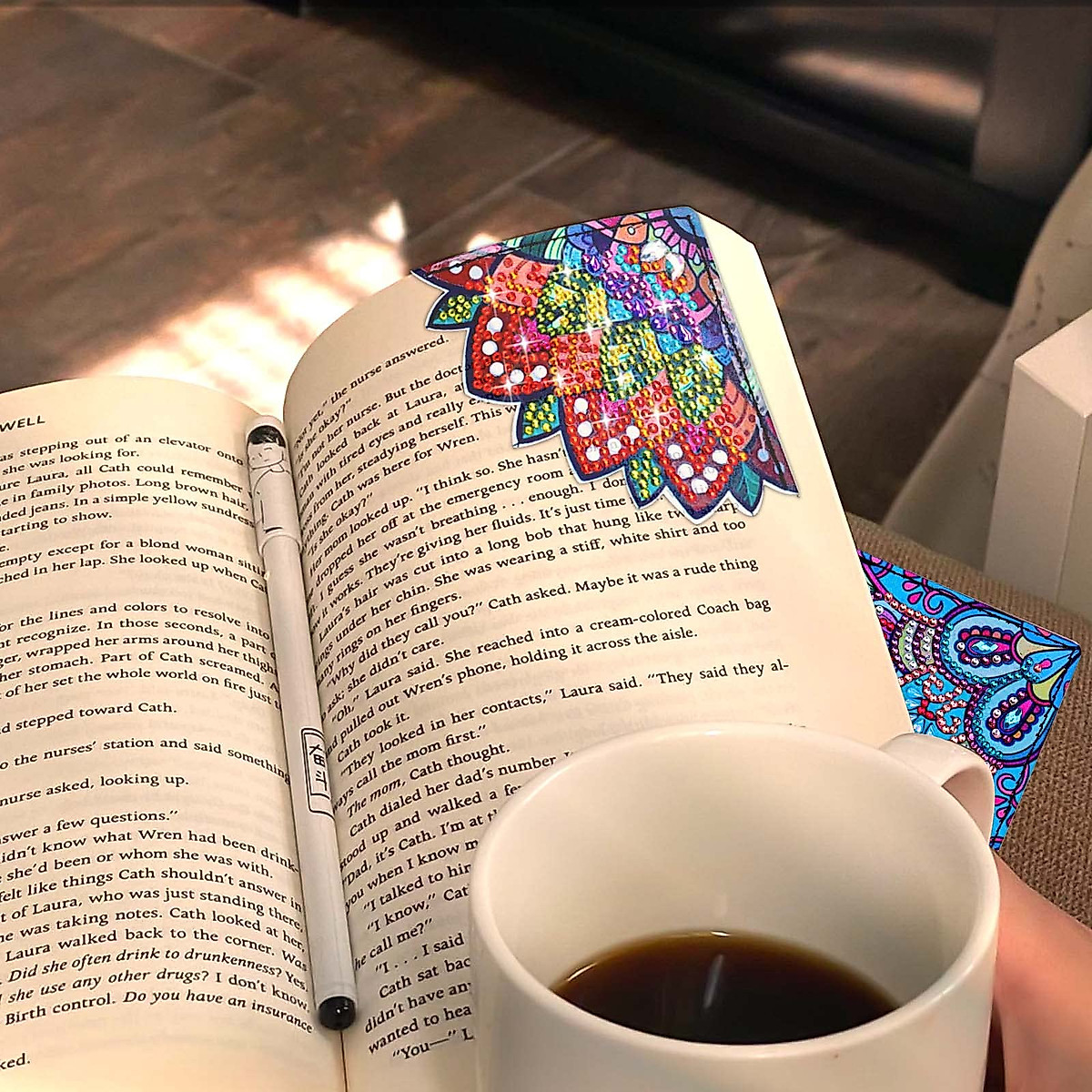 BSRESIN Diamond Art Bookmarks, 4 PCS Cute Diamond Art Bookmarks for Book Lovers, DIY Corner Bookmark Diamond Art Kits for Kids