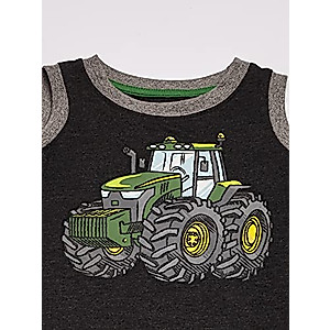 John Deere boys Toddler Boys' Tractor Muscle Tee T Shirt, Heather Grey, 3 US