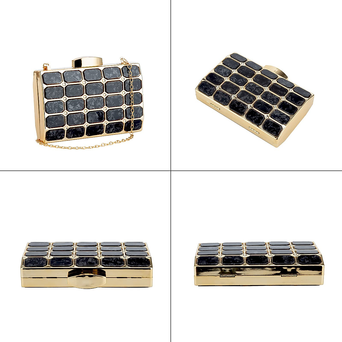 Gripit Acrylic Small Cube Clutch Purse for Women Black Clutch Purse Formal Fancy Purses Evening Clutch Handbag for Banquet