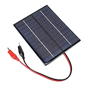 Alomejor Solar Panel 2W 12V Polycrystalline Silicon DIY Portable High Efficiency Solar Module with Clip for Outdoor Emergency Charging