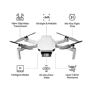 DJI Mini 2 – Ultralight and Foldable Drone Quadcopter, 3-Axis Gimbal with 4K Camera, 12MP Photo, 31 Mins Flight Time, OcuSync 2.0 10km HD Video Transmission, QuickShots Gray