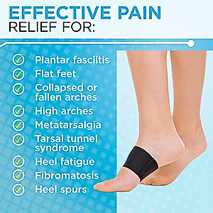 BraceAbility Plantar Fasciitis Arch Support Bands - Pair of Durable Foot Brace Compression Sleeve Inserts for Fallen Arches, Flat Foot Correction, Heel Spur Pain Relief and Muscle Strains (Pack of 2)