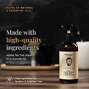 Barbology LONDON 2-in-1 Beard and Face Moisturizer with Jojoba Oil, Argan Oil, and Avocado Oil, Conditions Dry, Itchy and Coarse Facial Hair, 10oz Pump Bottle