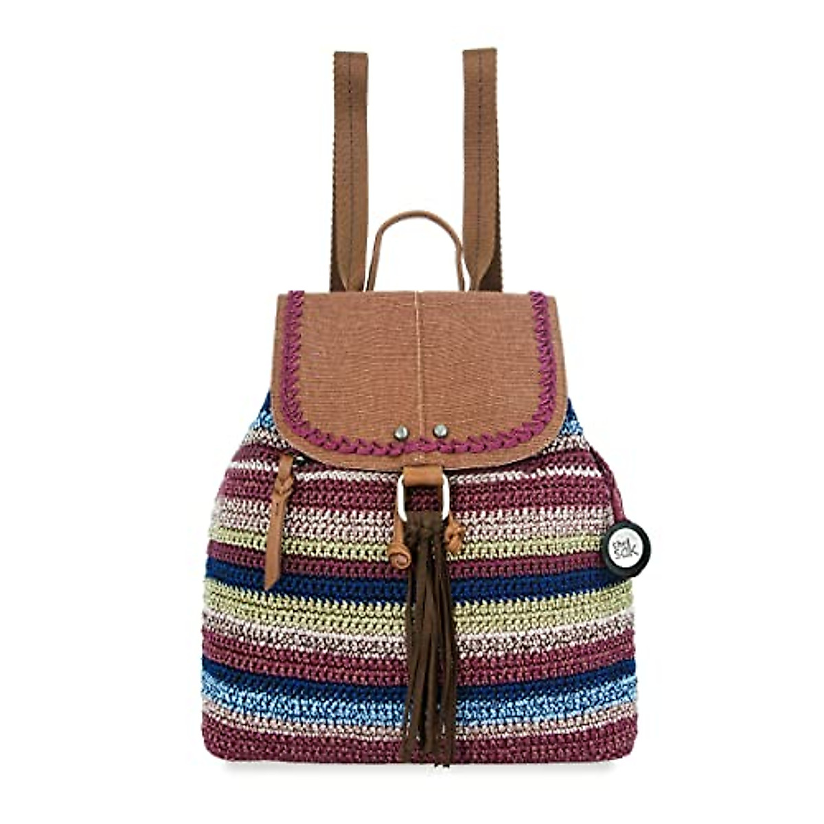 The Sak Avalon Backpack in Crochet, Convertible Straps, Mahogany