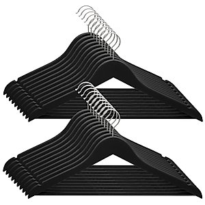 YG Living Black Wooden Hangers - 20 Pack - Elegant Clothes Hangers - Clothing Hangers for Closet, Dorm, Teens and Adults - Hang Coats, Suits, Jackets - Heavy Duty Hangers - Coat Hanger with Notches