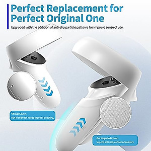 Battery Covers for Oculus Quest 2 Controller, TanReginal Ergonomic Design Covers for Meta Quest 2 Controller, Replacement Parts with Anti-slip Granule Texture, Premium PVC Material, 2 Joystick Caps