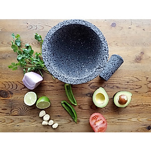 RSVP International Authentic Mexican Molcajete, 8.5" x 5", Natural Volcanic Stone
