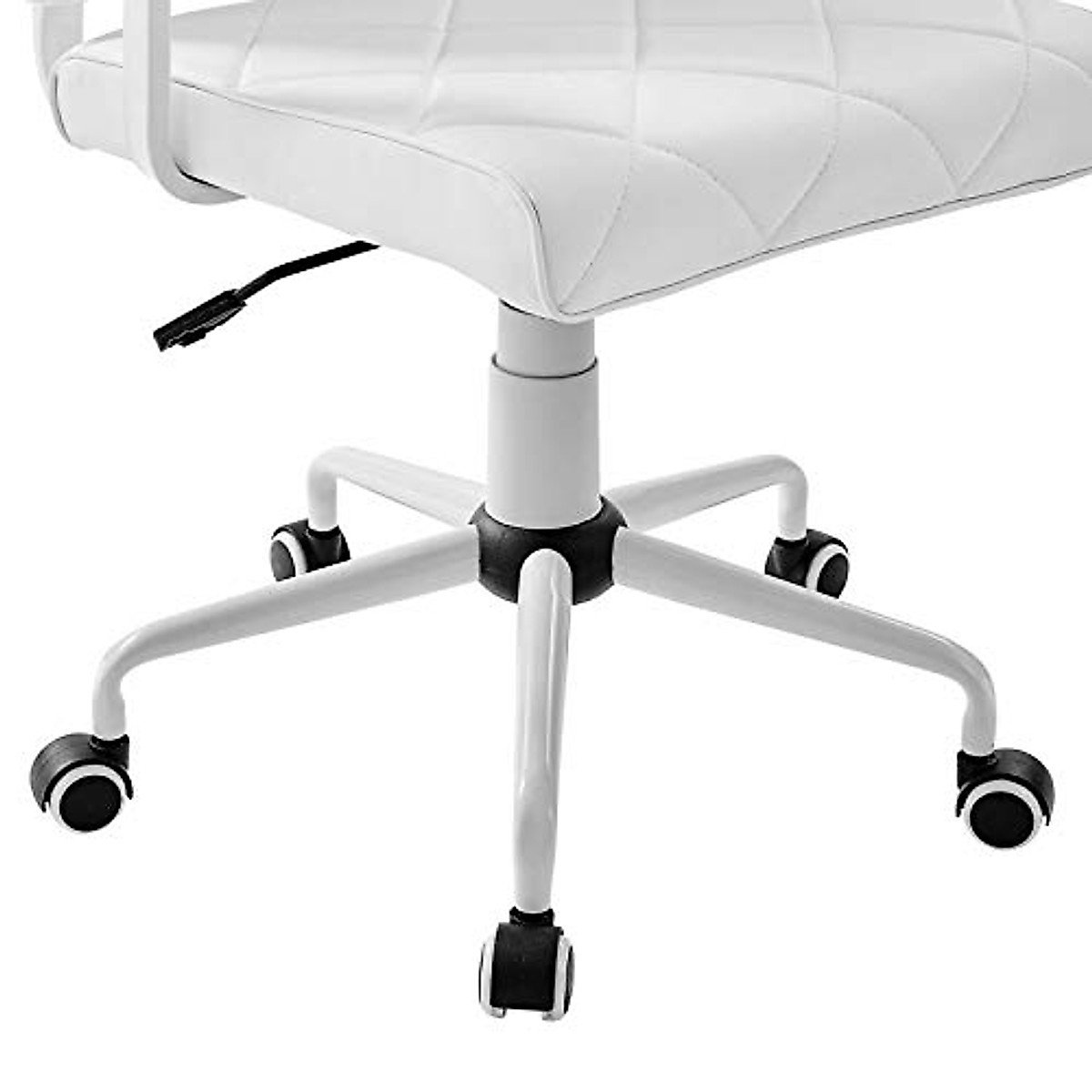 Modway Lattice Modern Faux Leather Mid Back Computer Desk Office Chair In White