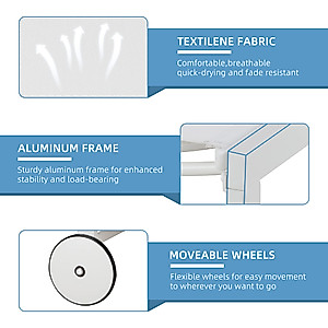 Shintenchi 2 PCS Outdoor Chaise Lounges Chair with Wheels Aluminum Reclining Patio Lounge Chairs with 5 Adjustable Position Recliner for Patio, Beach, Yard, Pool Patio Furniture Set,White