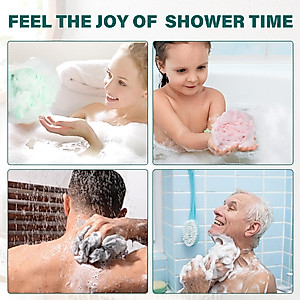 PENNIK 6 Pack Bath Sponge Shower Loofahs 60g Loofa Sponge Shower Balls, Mesh Loofahs Sponge Exfoliating Body Scrubber Bathroom Accessories for Women & Men - 6 Colors Bath Shower Loofahs Puff Pack