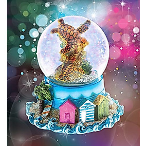 CoTa Global Cool Summer Sea Turtle Snow Globe - Water Globe Figurine with Sparkling Glitter, Collectible Novelty Ornament for Home Decor, for Birthdays, Holiday and Valentine's - 65mm
