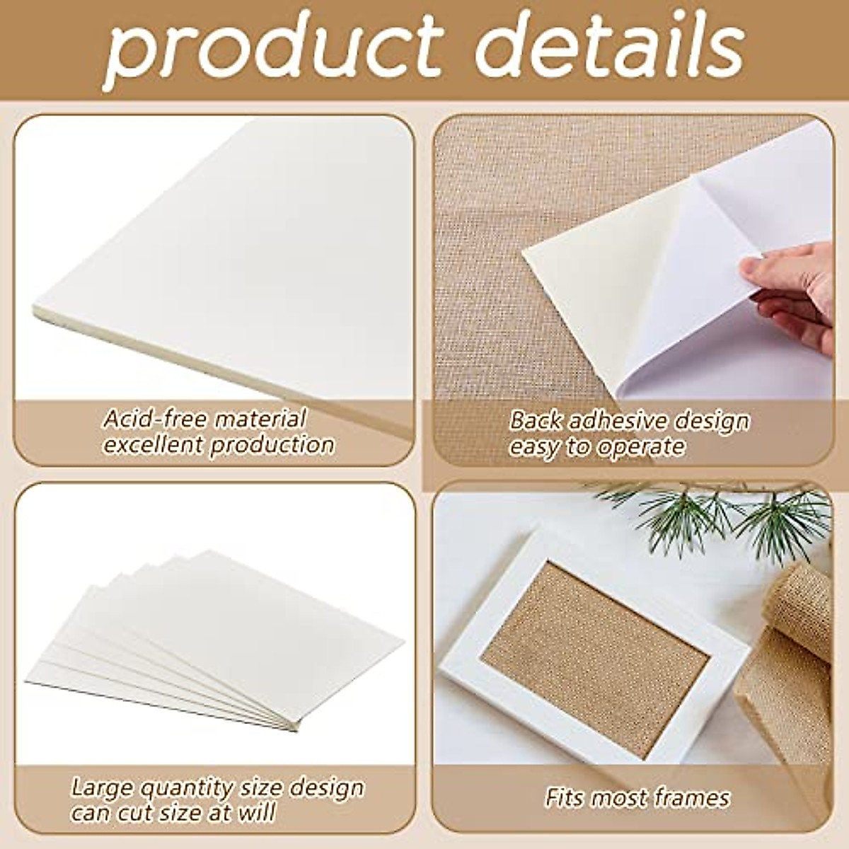 5 Pieces Mounting Board No Acid Sticky Board for Cross Stitch Self Adhesive Cross Stitch Supplies for Framing Picture Embroidery Needlework Craft (15 x 9.8 Inch)
