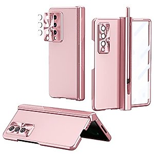 Case with S Pen for Samsung Galaxy Z Fold 3 5G 2021 with Removable Hinge Protection Holder and Built-in Camera Lens Protector and Front Screen Protector