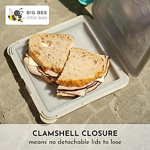 Big Bee, Little Bee - SoftShell Reusable Silicone Food Storage Container with Lid, Easy to Clean, Lays Flat, Snaps Closed, Microwave, Freezer & Dishwasher Safe, As Seen on Shark Tank (Aqua)