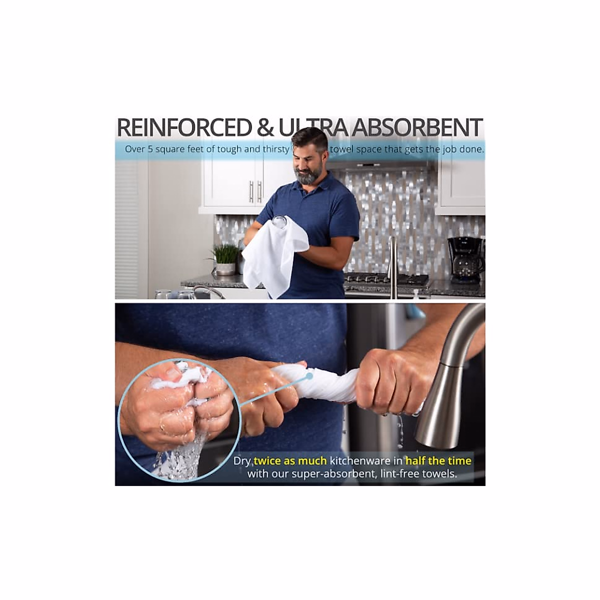 Aunti Em's Kitchen Flour Sack Dish Towels - Natural Cotton for Embroidery and Drying Glass, Hand, Dinnerware - Plain, Thick, Zero-Lint, Highly Absorbent - Set of 13, 27 x 27 Inch, Ivory