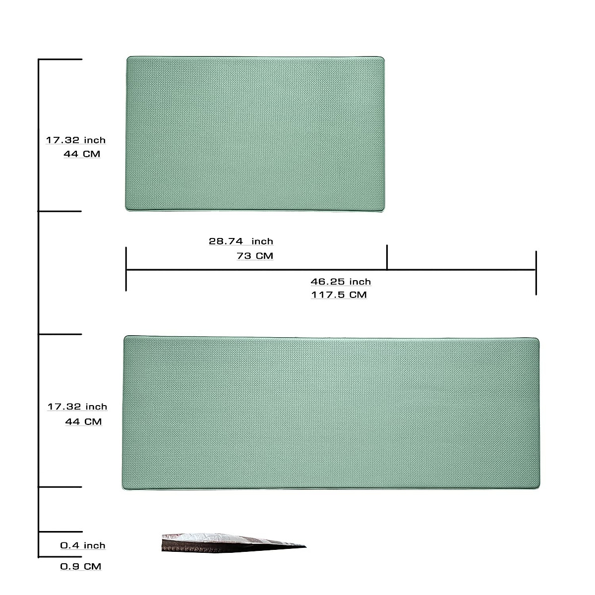 UPHTEH Anti Fatigue Kitchen Mats for Floor 2 Piece Set,17.32 * 28.74 and 17.32 * 46.25,Non Slip Waterproof Kitchen Mats and Rugs Ergonomic Comfort Mat for Kitchen,Home,Office,Sink,Laundry Room (green)