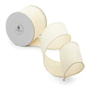 CT CRAFT LLC Canvas Wired Ribbon for Gift Wrapping, Home Decor, Decoration DIYs and Crafts, 2.5 Inch x 10 Yards x 1 Roll - Gray