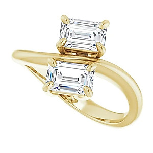 925 Silver,10K/14K/18K Solid Yellow Gold Handmade Engagement Ring 4 CT Emerald Cut Moissanite Diamond Solitaire Wedding/Gorgeous Gift for/Her Wife Rings