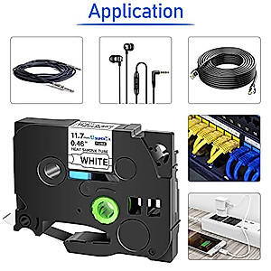 USUPERINK 5 Pack Compatible for Brother HSe-231 HSe231 HS-231 HS231 Black on White Heat Shrink Tube Label Tape (0.46''x 4.92ft,11.7mm x 1.5m)