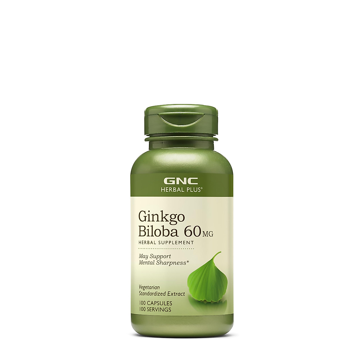 GNC Herbal Plus Ginkgo Biloba 60mg, 100 Capsules, Supports Mental Sharpness