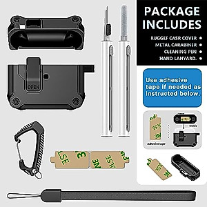 Pohgelan AirPods 3rd Generation Case Cover with Cleaner kit,Secure Lock Clip Protection,Automatic Snap Switch Design for Apple Airpod 3 Generation Charging Case-Black