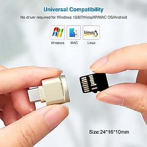 Type C TF Card/Memory Card Reader Adapter with Keychain, Leizhan USB C to Micro SD SDHC SDXC OTG Reader, Compatible for Mac Windows Lixus Samsung Galaxy Note 20 S20