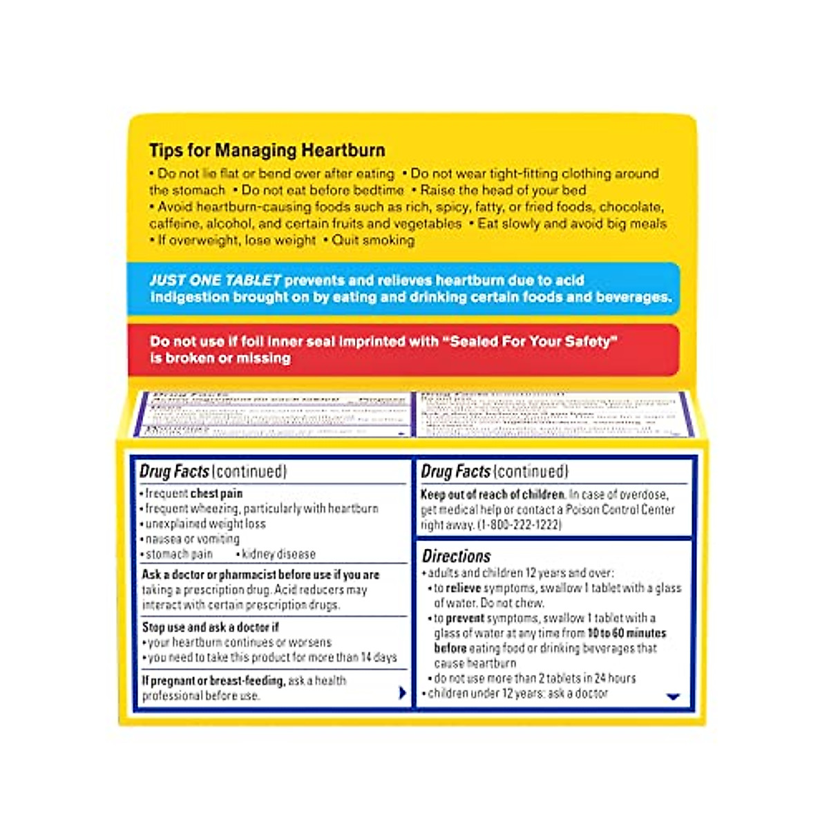 Pepcid AC Maximum Strength Heartburn Relief Tablets, Prevents & Relieves Heartburn Due to Acid Indigestion & Sour Stomach, 20mg of Famotidine to Reduce & Control Acid, Fast-Acting, 50 Ct