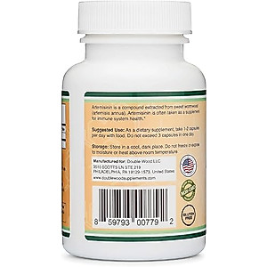 Artemisinin (Sweet Wormwood Cleanse)(Artemisia Annua) 200mg Per Serving, 120 Capsules (Two Month Supply) Vegan Safe, Non-GMO, Gluten Free (Immune Support) by Double Wood