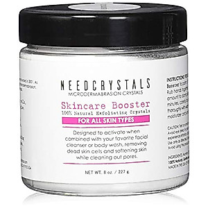 NeedCrystals Microdermabrasion Crystals DIY Face Scrub. Natural Facial Exfoliator for Dull or Dry Skin Improves Scars, Blackheads, Pore Size, Wrinkles, Blemishes & Skin Texture 8 oz. / 227g.