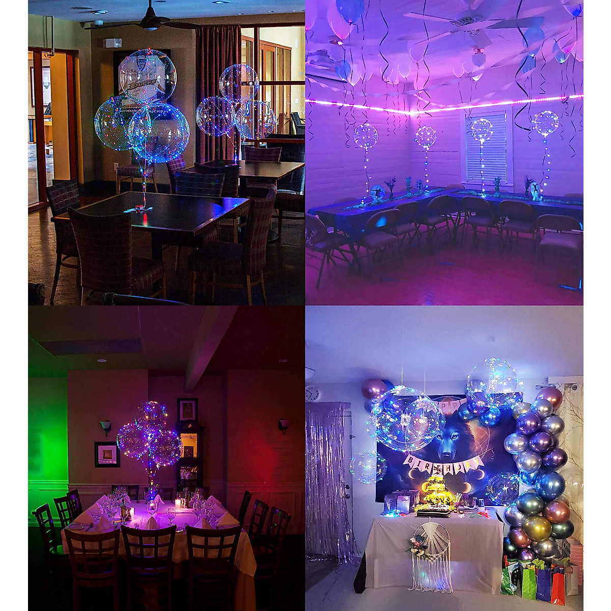LED Balloons 10 Pack, Light Up Balloons 20 Inches Clear Helium Bobo Balloons, Glow Bubble Balloons with String Lights for Valentines Day Halloween Christmas Wedding Birthday Party Decoration