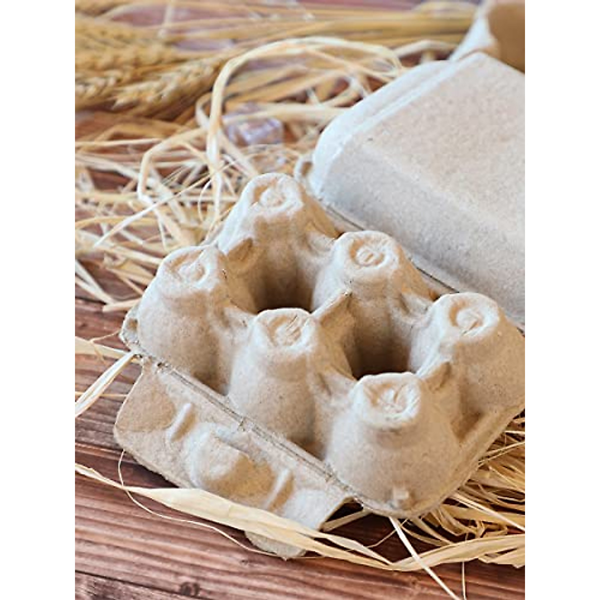 Lawei 20 Pack Empty Egg Cartons - 6 Cell Pulp Fiber Egg Tray Holder Egg Storage Containers for Family, Farm, Market, Camping, Picnic, Travel