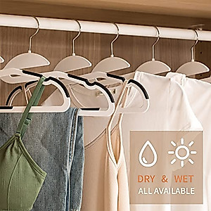 DAMAHOME 50PK Coat Hangers Non Slip - Space Saving Plastic Clothes Hangers, Slim Pant Hangers, U-Slide, Heavy Duty, 360°Swivel Hook, White