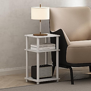 Furinno Just Turn-N-Tube Open Storage Nightstand, 1 Pack, 3-Tier, White/White